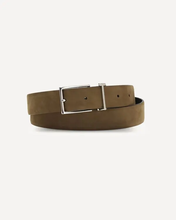 TOM FORD Suede Belt With Silver-tone Buckle