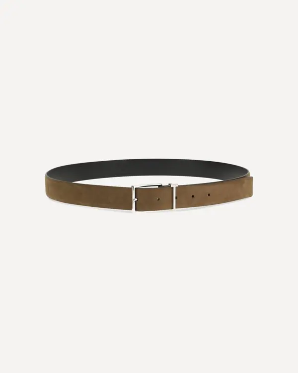 TOM FORD Suede Belt With Silver-tone Buckle