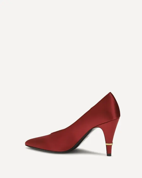 Versace Satin Pointed Toe High Heel Pumps - Red