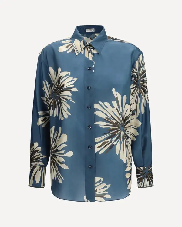 Brunello Cucinelli Floral Silk Shirt