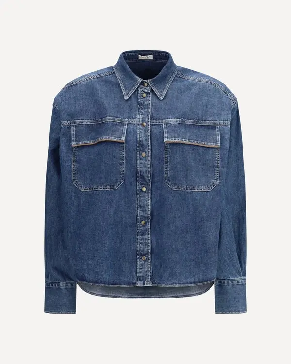 Brunello Cucinelli Denim Shirt With Jewel Details