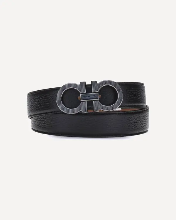 FERRAGAMO Gancini Reversible Belt - Black