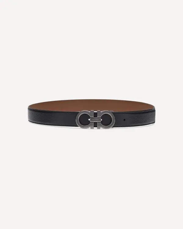 FERRAGAMO Gancini Reversible Belt - Black