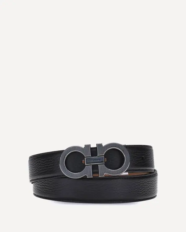 FERRAGAMO Gancini Reversible Belt - Black