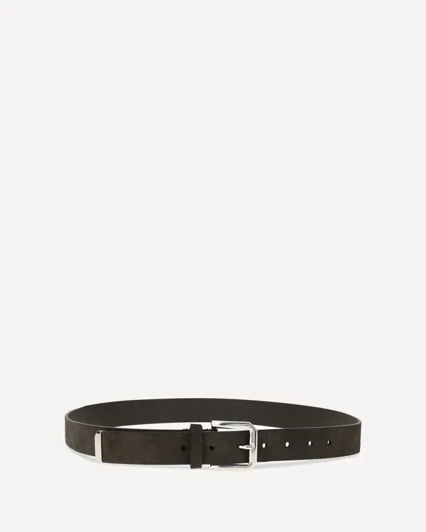 Brunello Cucinelli Suede Belt With Antique Gold-plated Buckle