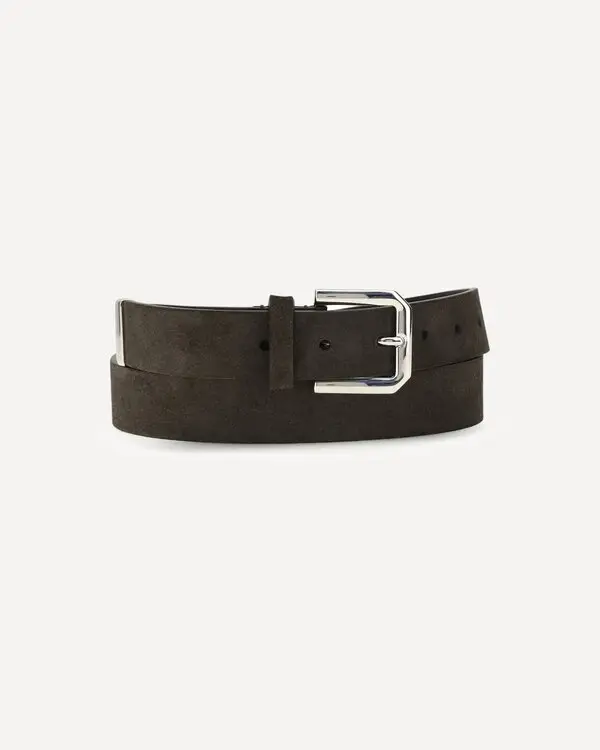 Brunello Cucinelli Suede Belt With Antique Gold-plated Buckle