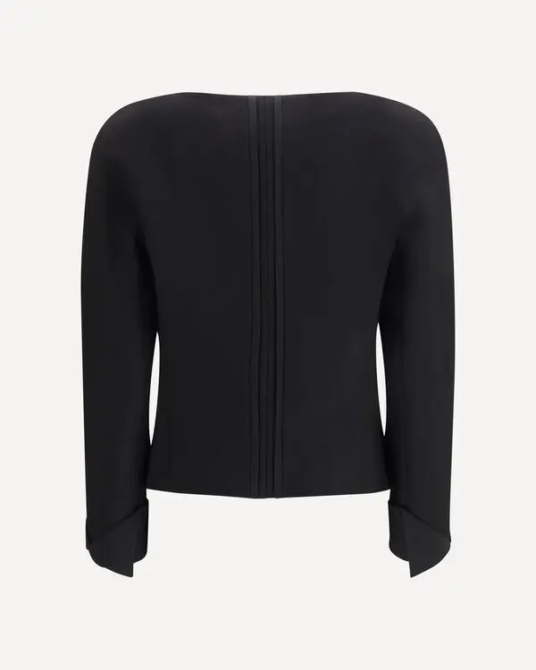 Chloé Collarless Fitted Jacket In Wool Crêpe - Black