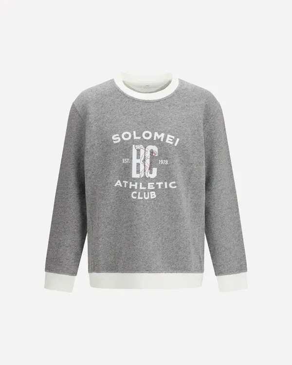Brunello Cucinelli Long Sleeve Sweatshirt With Graphic Print - Grey