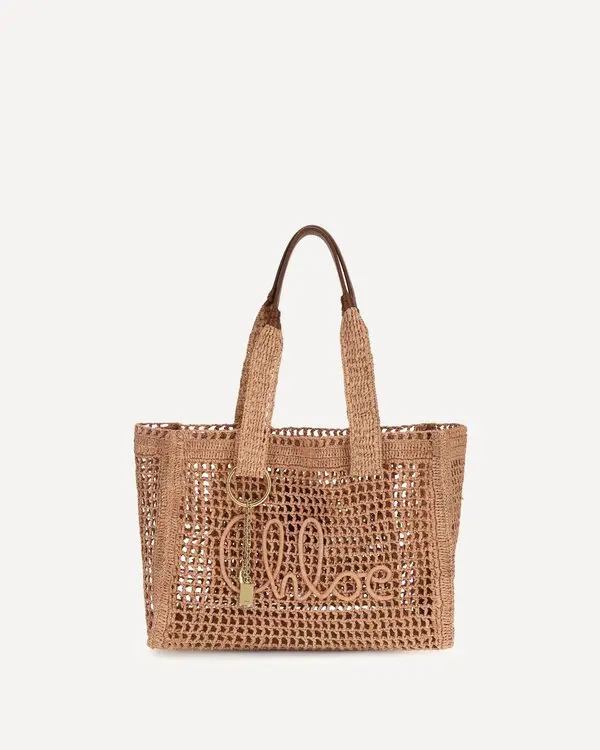 Chloé East-west Summer Banana Raffia Tote Bag - Beige
