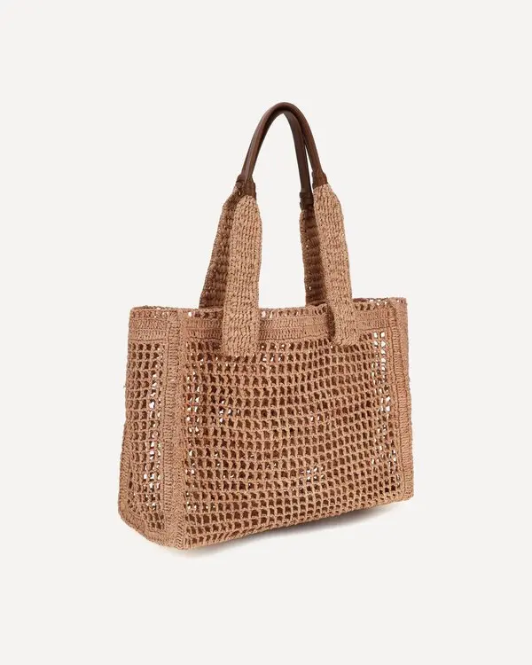 Chloé East-west Summer Banana Raffia Tote Bag - Beige