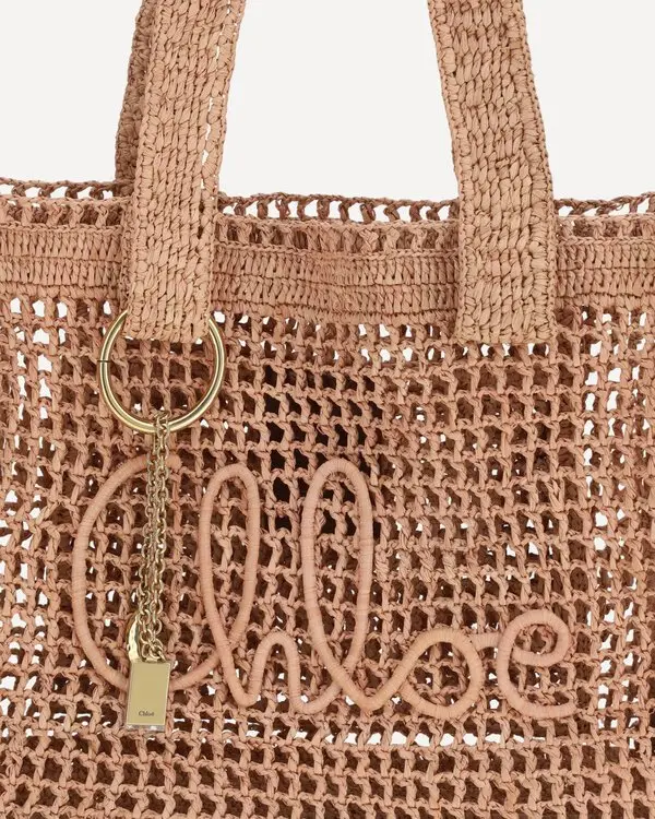 Chloé East-west Summer Banana Raffia Tote Bag - Beige