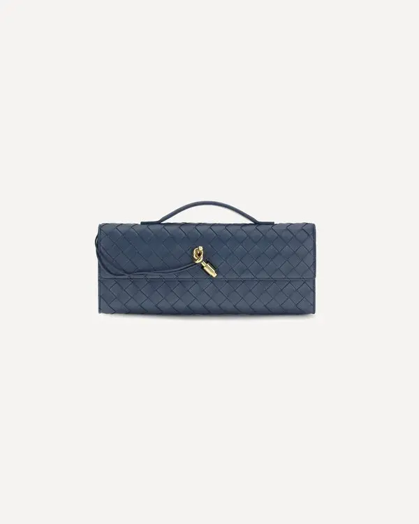 Bottega Veneta Andiamo Handbag In Lambskin Leather - Blue