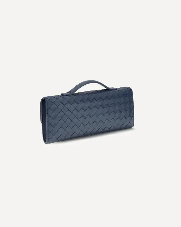 Bottega Veneta Andiamo Handbag In Lambskin Leather - Blue