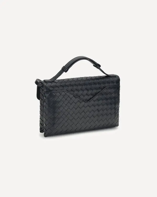 Bottega Veneta Lambskin Leather Knot Lock Shoulder Bag - Blue