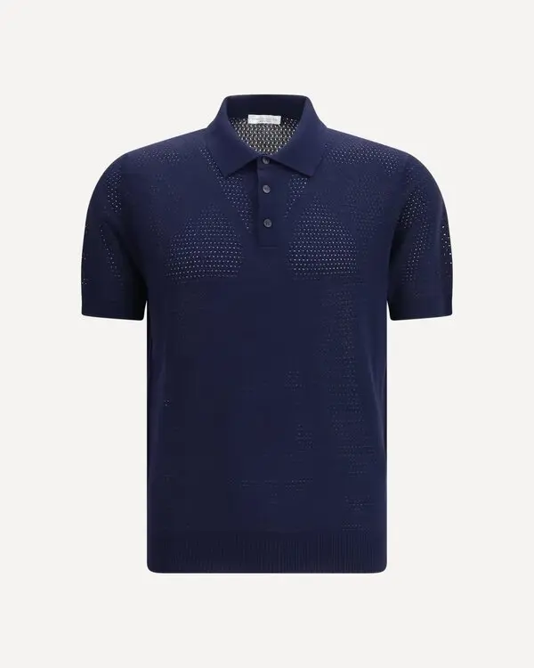 ROBERTO COLLINA Short-sleeve Knit Polo Shirt - Blue