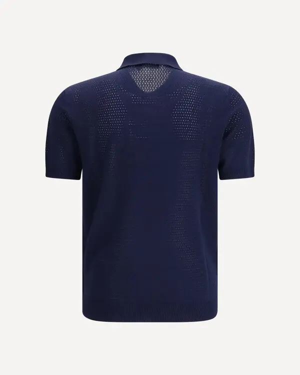 ROBERTO COLLINA Short-sleeve Knit Polo Shirt - Blue
