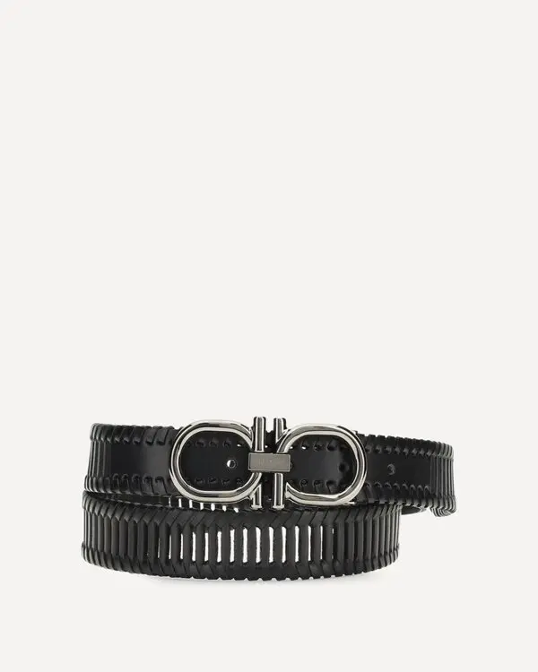 FERRAGAMO Adjustable Gancini Belt - Black