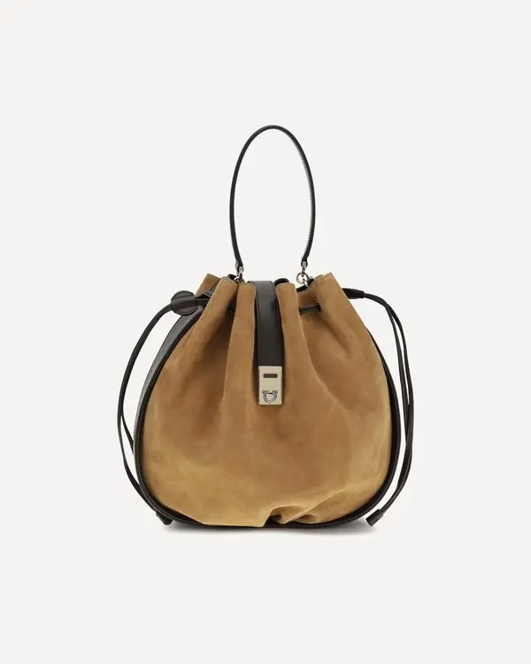 FERRAGAMO Hug Buckle Bucket Bag - Brown