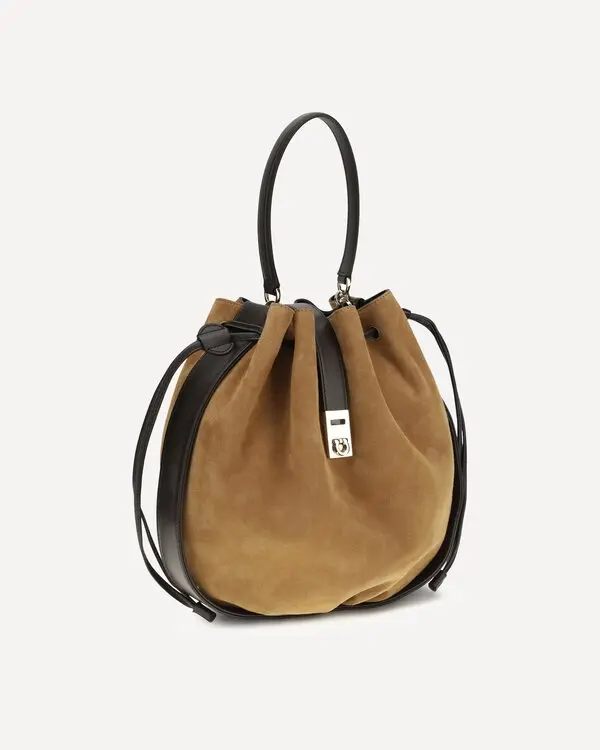 FERRAGAMO Hug Buckle Bucket Bag - Brown