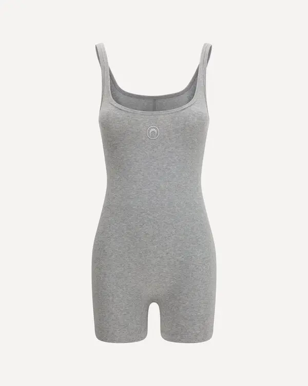MARINE SERRE Oon Logo Ribbed Jersey Short Catsuit Feale - Grey