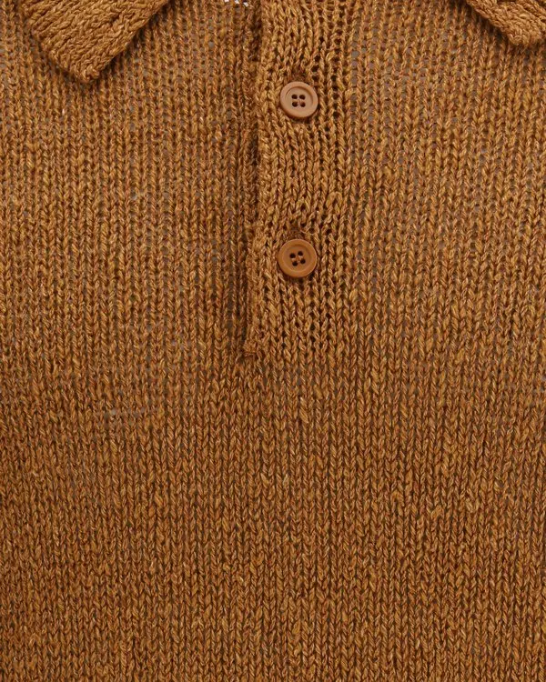 SUNFLOWER Buttoned Polo - Brown