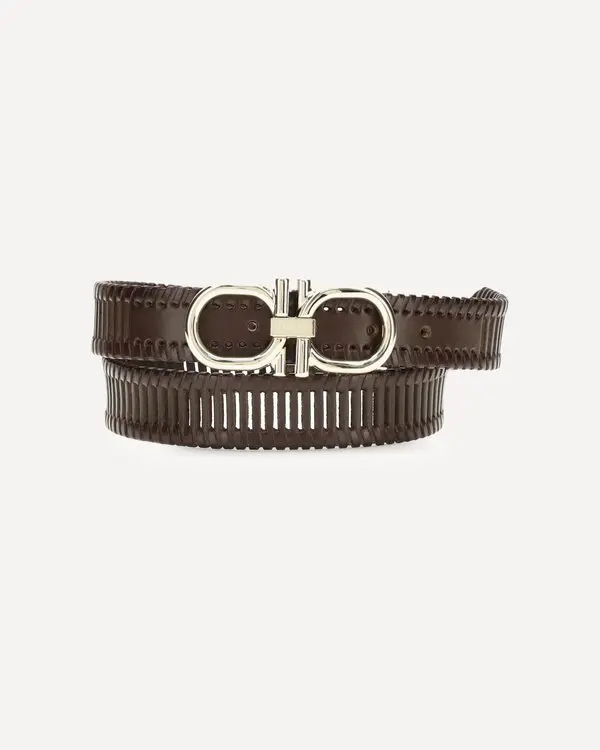 FERRAGAMO Adjustable Gancini Belt - Brown