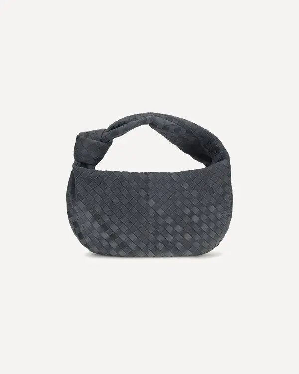 Bottega Veneta Jodie Shoulder Bag In Denim-effect Suede - Grey