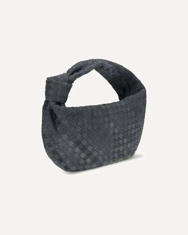 Bottega Veneta Jodie Shoulder Bag In Denim-effect Suede - Grey
