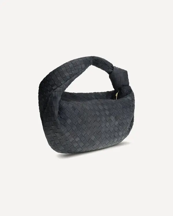 Bottega Veneta Jodie Shoulder Bag In Denim-effect Suede - Grey