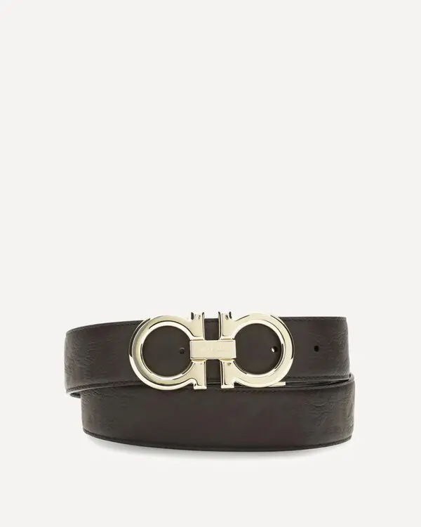 FERRAGAMO Reversible And Adjustable Gancini Belt - Brown