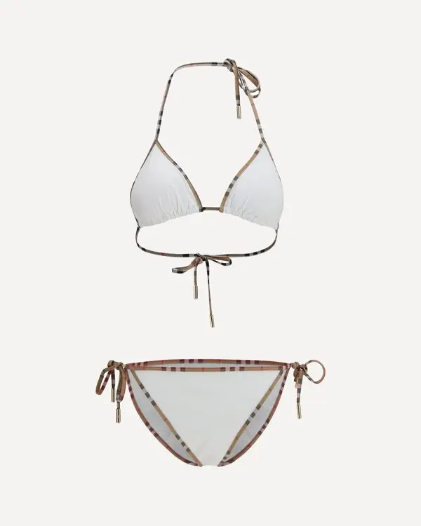 Burberry Checked Triangle Bikini Set - White