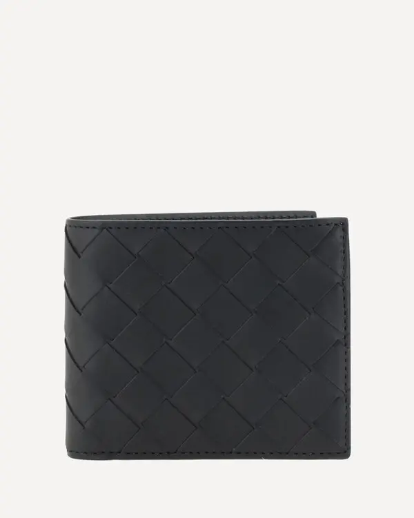 Bottega Veneta Bifold Leather Intrecciato Wallet - Black