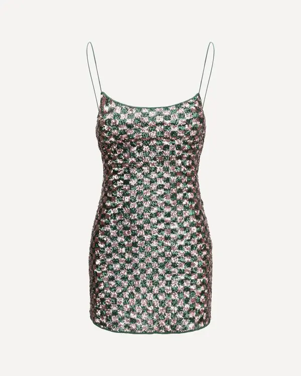 Oseree Sequined Chess Mini Dress