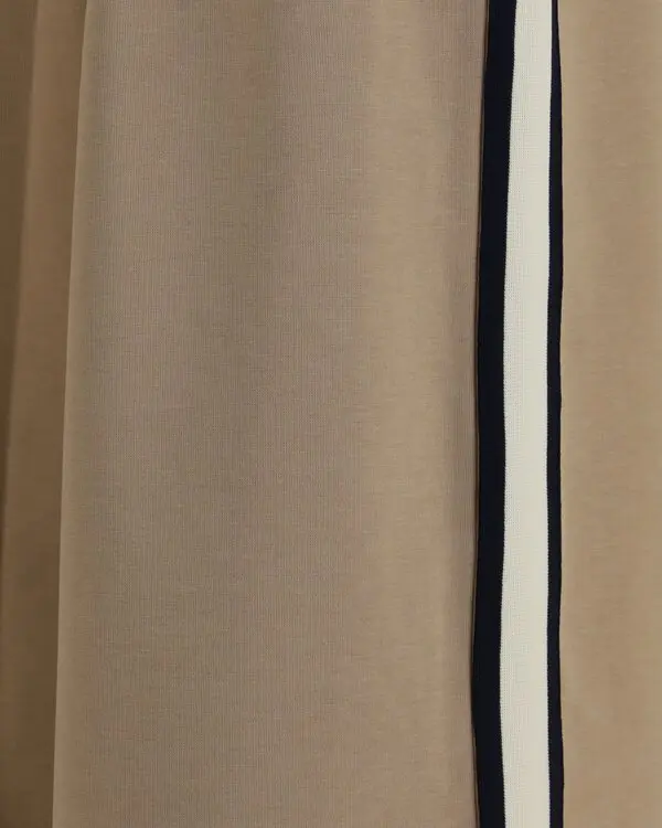 Max Mara Wide Leg Cotton Jersey Pants With Side Bands - Beige
