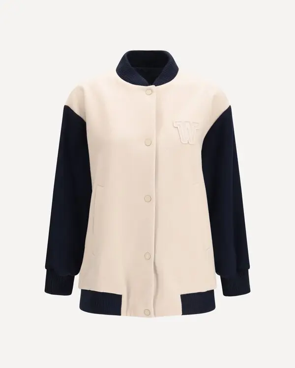 Max Mara Oversized Bomber In Double Wool - Blue