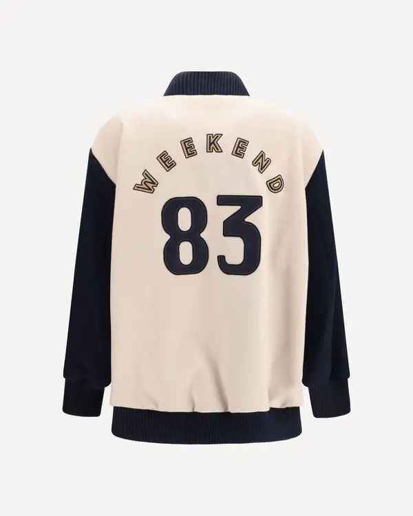 Max Mara Oversized Bomber In Double Wool - Blue