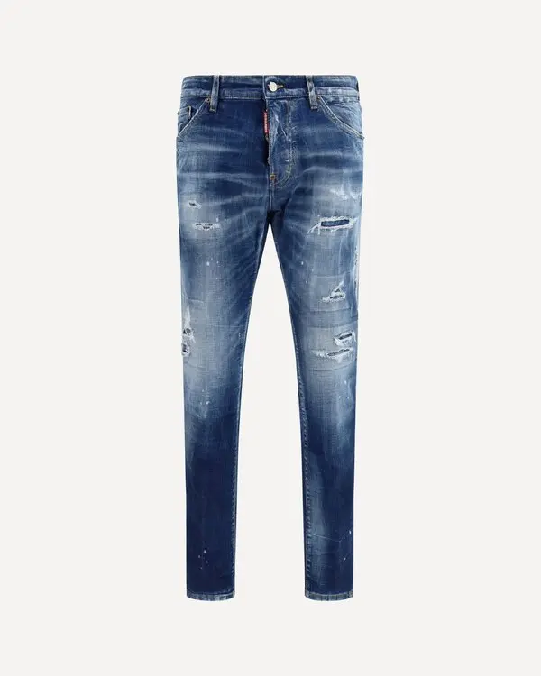 Dsquared2 Teddy Slim Fit Jeans With Distressed Details - Blue