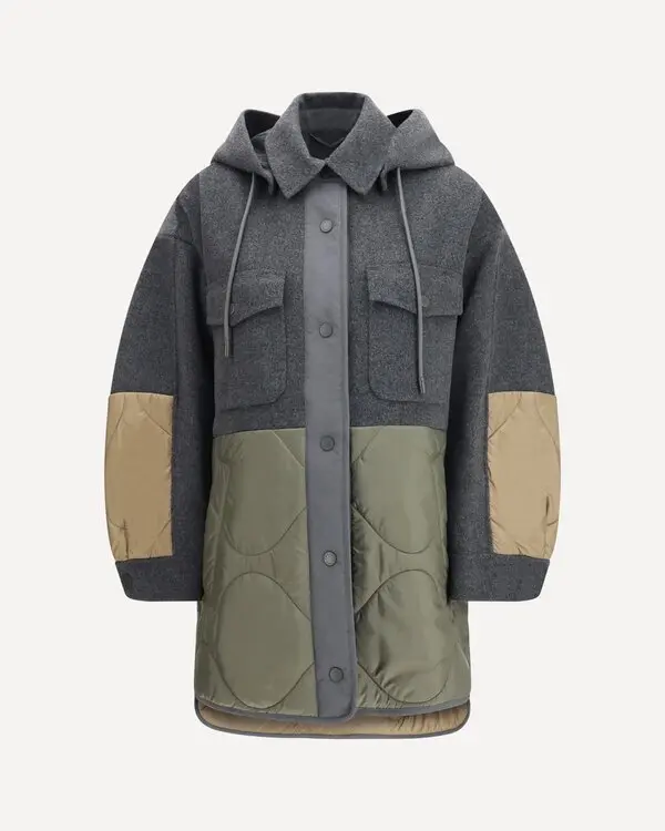 Max Mara Wool And Technical Fabric Hybrid Jacket - Grey