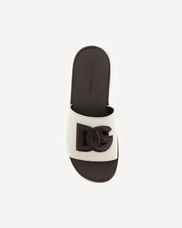 Dolce & Gabbana Canvas Slide Sandals
