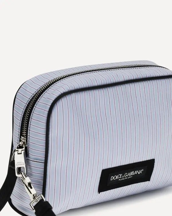 Dolce & Gabbana Striped Poplin And Leather Handbag