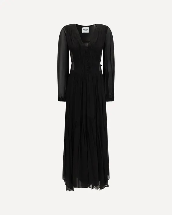 MARANT ETOILE Marant Étoile Buttoned Sheer Long Dress - Black