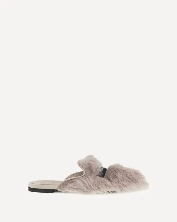 Dolce & Gabbana Sheepskin Mules - Grey