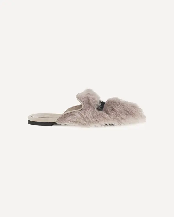 Dolce & Gabbana Sheepskin Mules - Grey