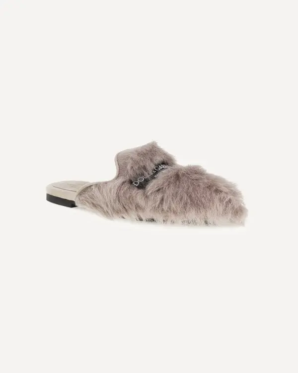 Dolce & Gabbana Sheepskin Mules - Grey
