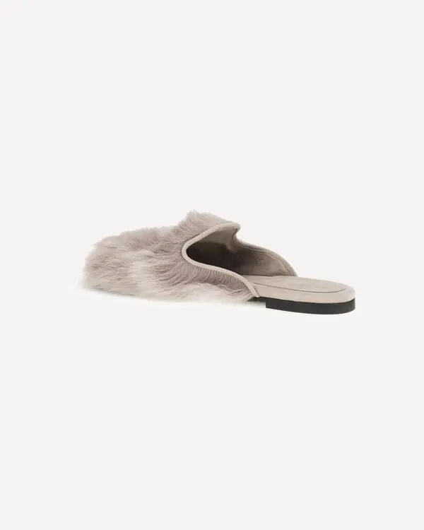 Dolce & Gabbana Sheepskin Mules - Grey