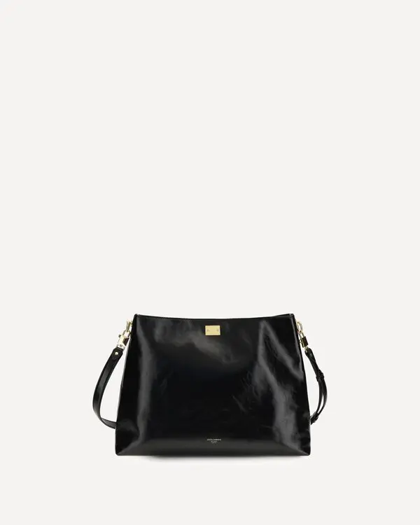 Dolce & Gabbana Large Vittoria Leather Shoulder Bag - Black