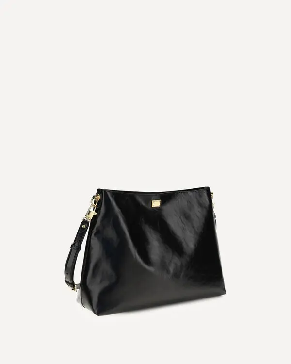 Dolce & Gabbana Large Vittoria Leather Shoulder Bag - Black
