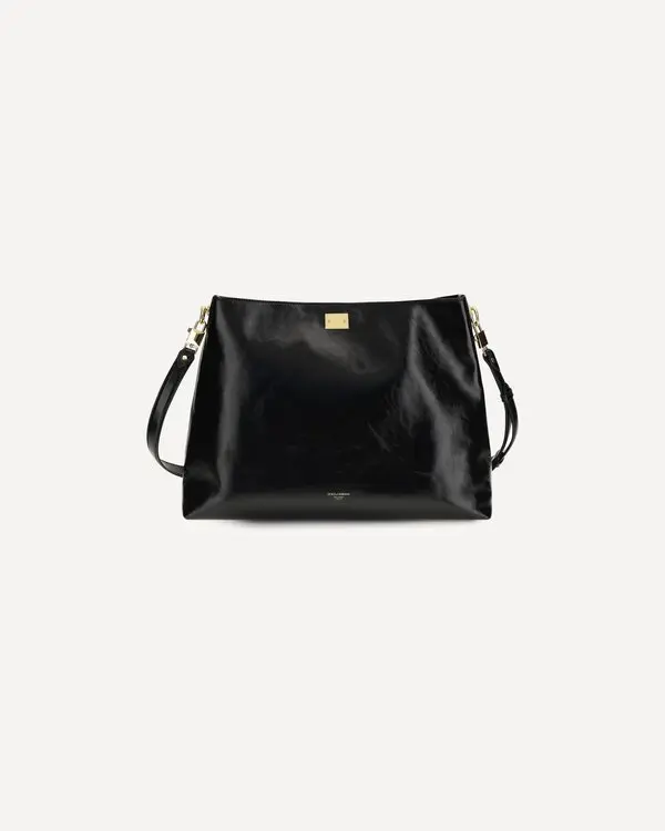 Dolce & Gabbana Large Vittoria Leather Shoulder Bag - Black