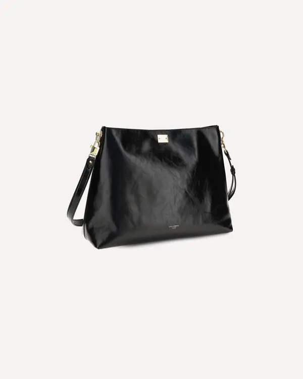 Dolce & Gabbana Large Vittoria Leather Shoulder Bag - Black