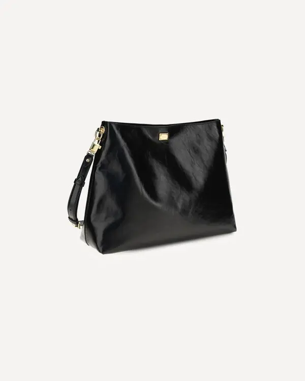 Dolce & Gabbana Large Vittoria Leather Shoulder Bag - Black